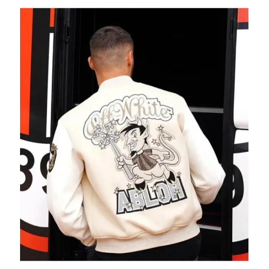 AC Milan Off White Varsity Jacket White Varsity Jacket